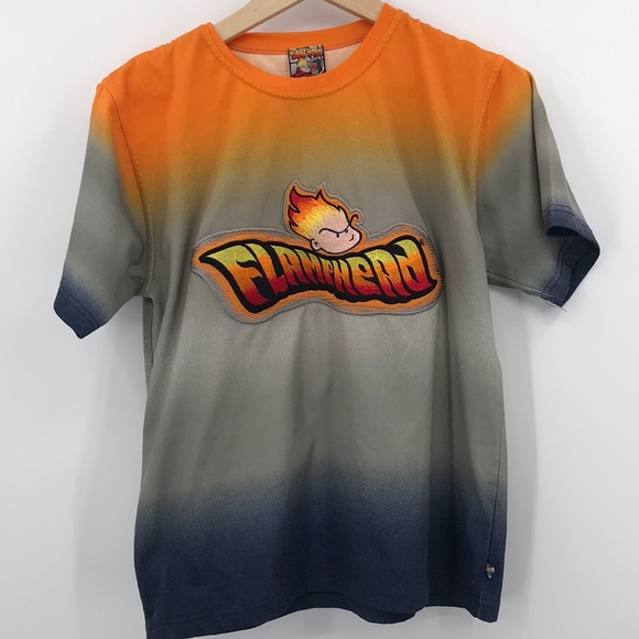 Flamehead | Shirts | Vintage Flamehead Y2k Tee Orange Gray Blue Size Mens Large | Poshmark